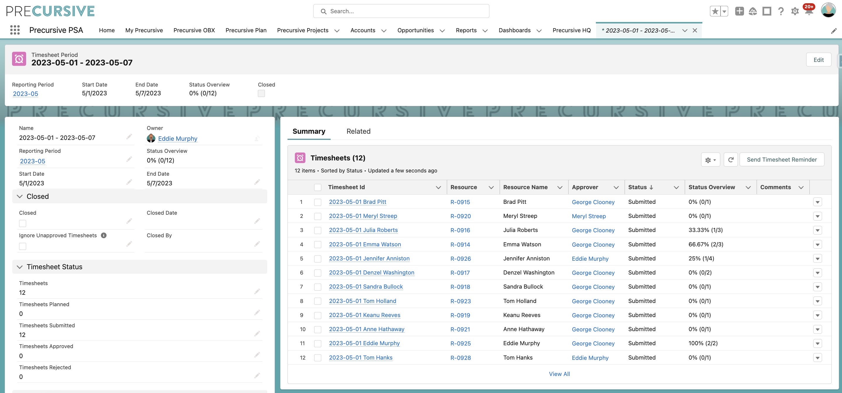 How to Close Timesheet Periods — Knowledge Base — Precursive