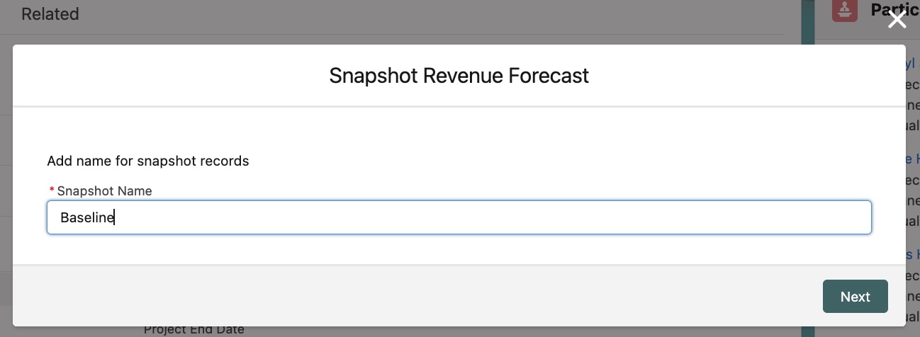 How to Take Snapshots of Revenue Forecast — Knowledge Base — Precursive
