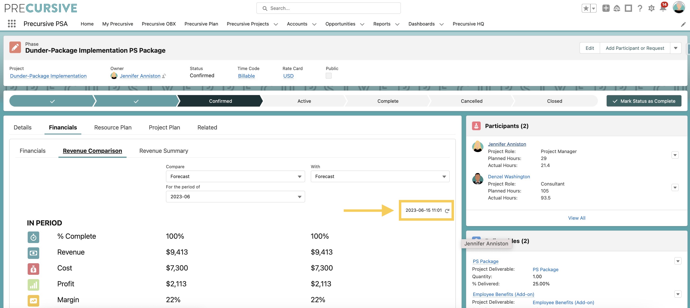How to Take Snapshots of Revenue Forecast — Knowledge Base — Precursive