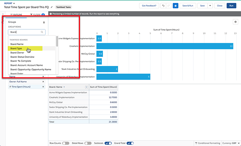Tutorial: Reporting on Total Time Spent per Board Type — Knowledge Base — Precursive