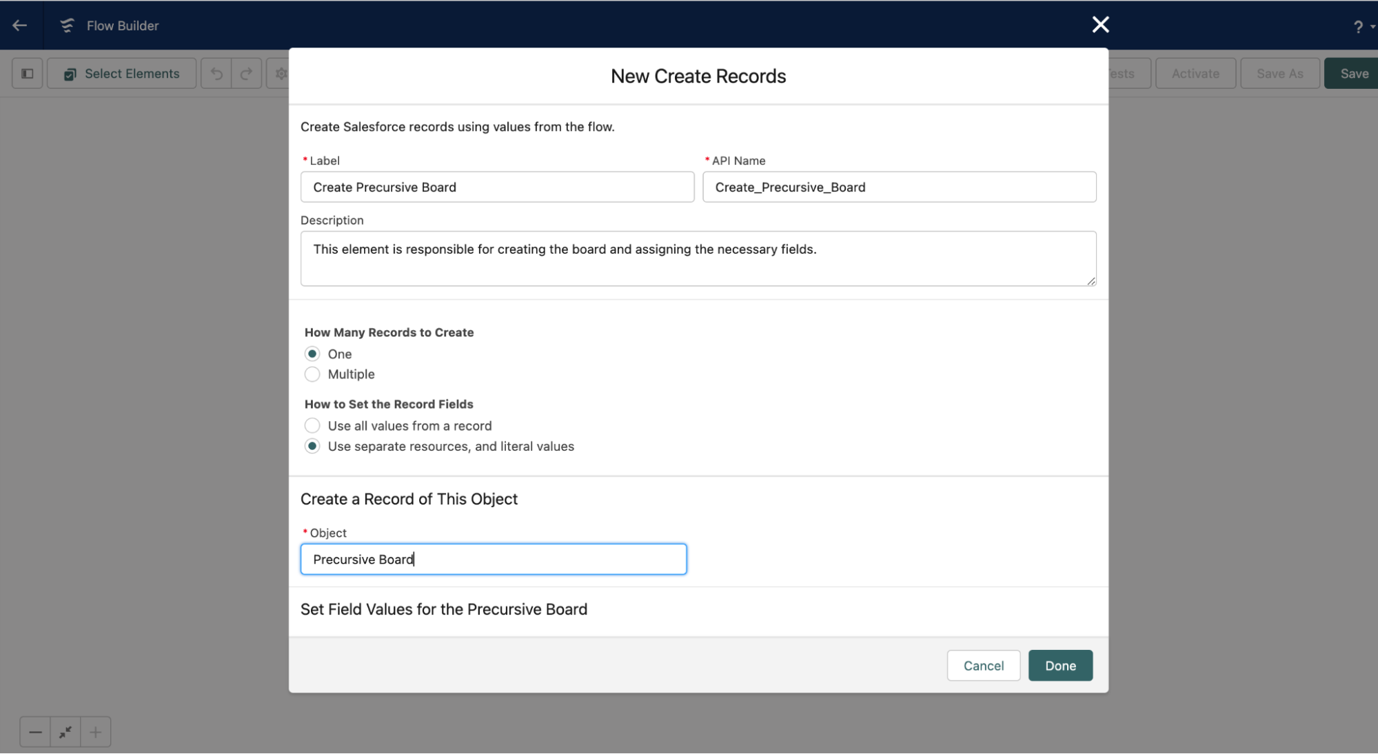 Automate Precursive Boards Creation with Flow Builder — Knowledge Base — Precursive