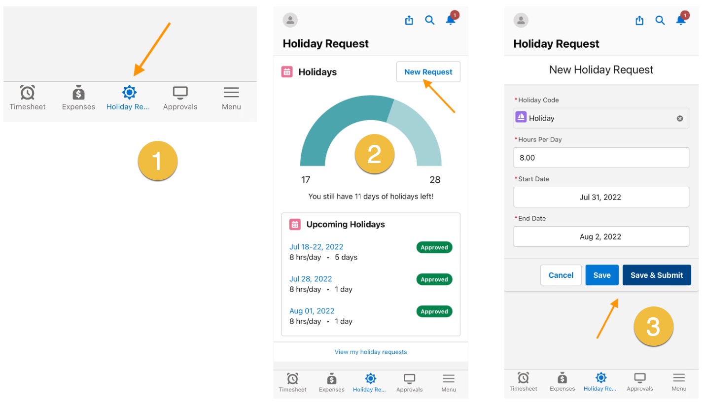 Submitting Holiday Requests — Knowledge Base — Precursive